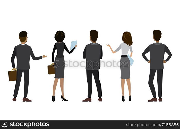 Cartoon business people back view,isolated on white background,flat ...