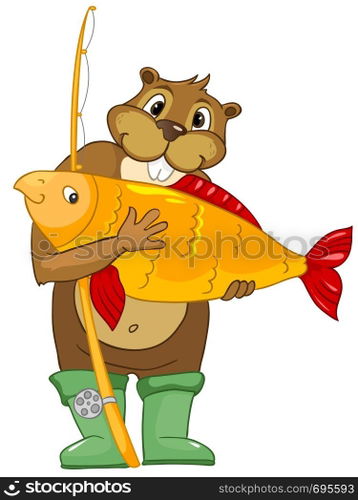 Cartoon Character Beaver. Isolated on White Background. Vector ...
