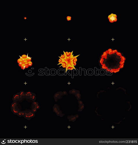 Cartoon disappear explode bomb explosion with smoke cloud vector ...