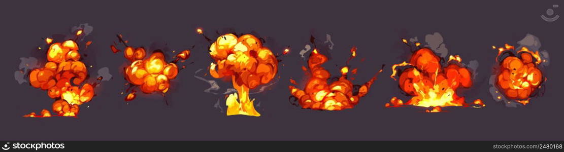 Cartoon dynamite or bomb explosion fire animation sprite sheet ...