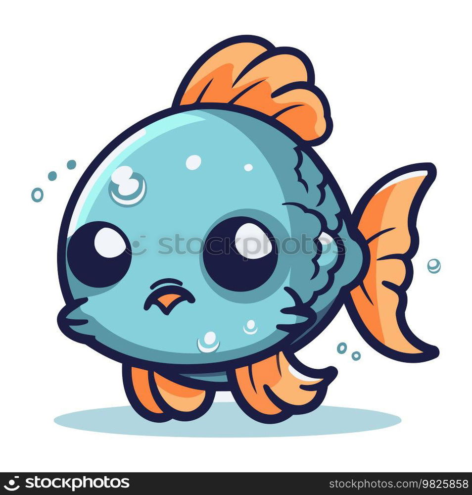 Cartoon fish character vector illustration. Cute cartoon fish mascot ...