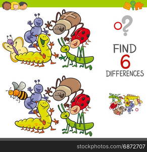 Cartoon Illustration of Spot the Differences Educational Activity Game ...