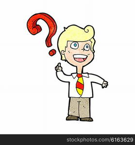 cartoon school boy asking question — Stockphotos.com