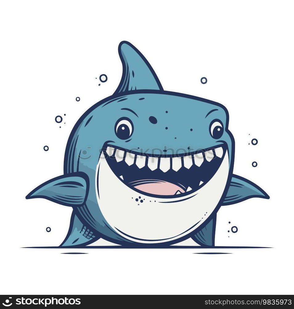 Cartoon shark. Vector illustration. Isolated on white background ...