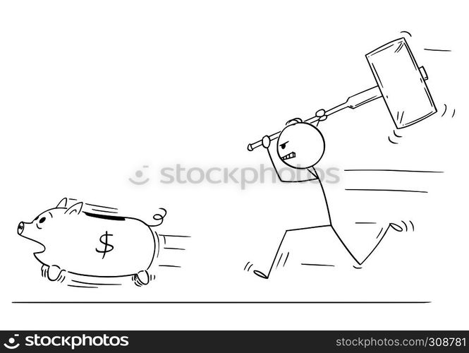 Cartoon stick figure drawing conceptual illustration of angry man or ...