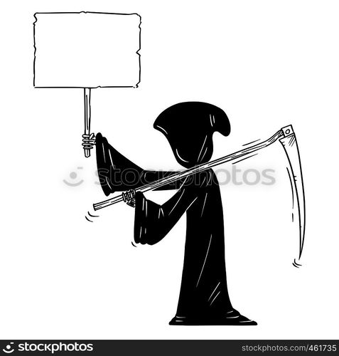 Cartoon stick figure drawing conceptual illustration of grim reaper ...