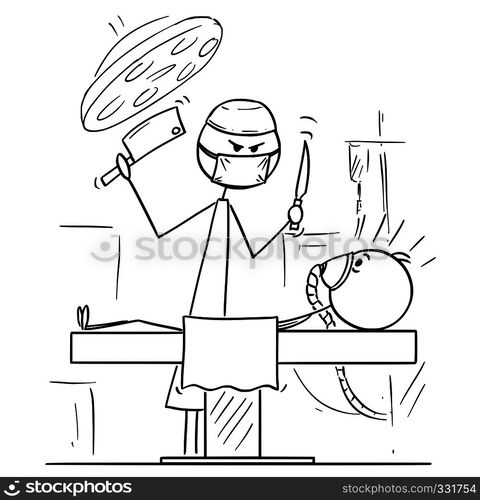 Cartoon stick figure drawing conceptual illustration of mad doctor ...