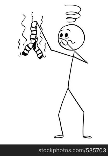 Cartoon Stick Figure Drawing Conceptual Illustration Of Naked Man Hiding And Covering His Crotch