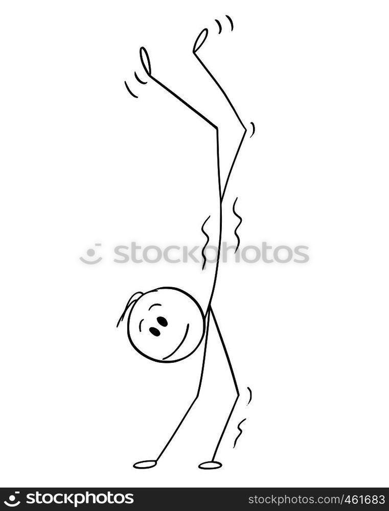 Cartoon stick figure drawing conceptual illustration of man performing ...