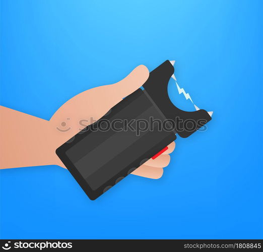 Cartoon stun gun. Protection symbol. Vector stock illustration. Cartoon ...