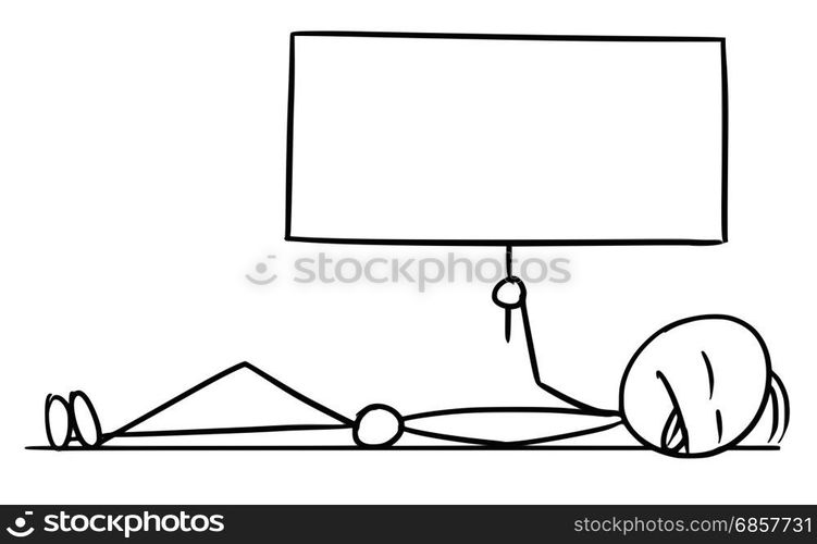 Cartoon vector doodle dead stickman lying on the ground and holding ...