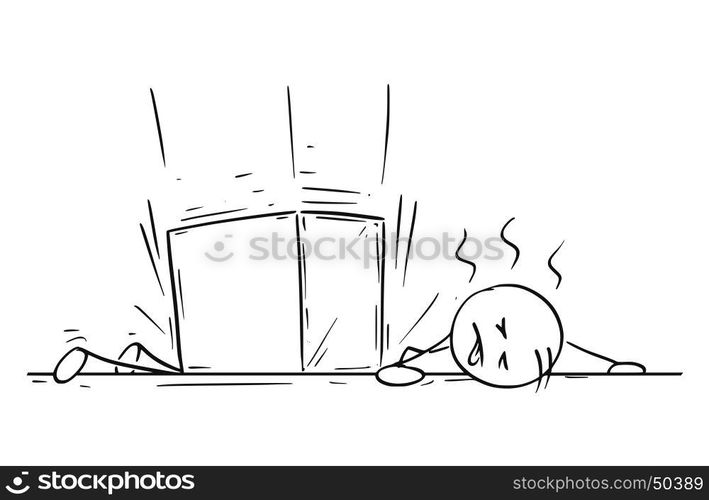 Cartoon vector stick man stickman drawing of a man who was hit wounded ...