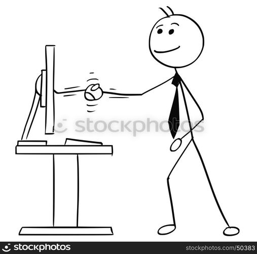 Cartoon vector stick man stickman drawing of business man shaking his ...