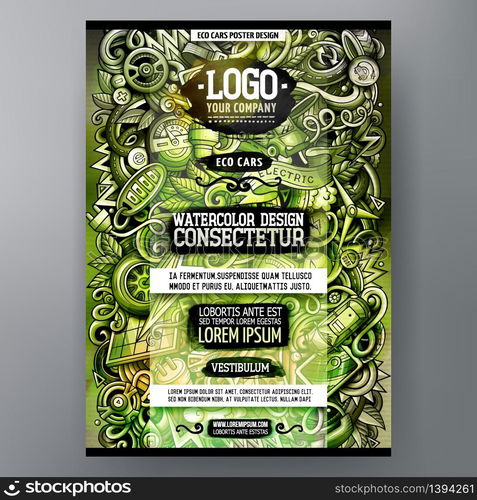 Cartoon watercolor hand drawn doodles Electric cars poster design ...