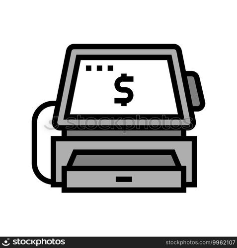 cashier counter with pos terminal color icon vector. cashier counter ...