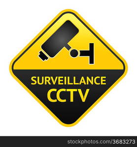 CCTV Camera label.Black Video surveillance sign on white background ...