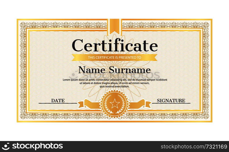 Certificate template editable name and surname, date and signature ...