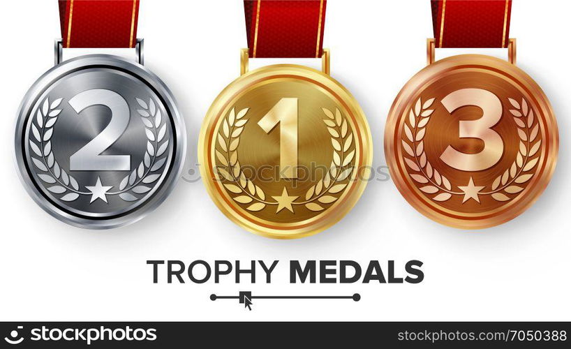 Champion Medals Set Vector.. Champion Medals Set Vector. Metal ...