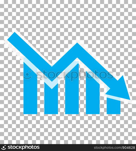 chart with bars declining. Chart icon on transparent background. loss ...