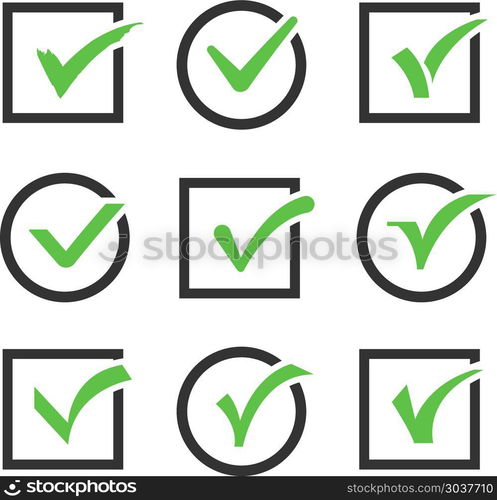 Check mark icon boxes vector set. Check mark icon boxes vector set ...