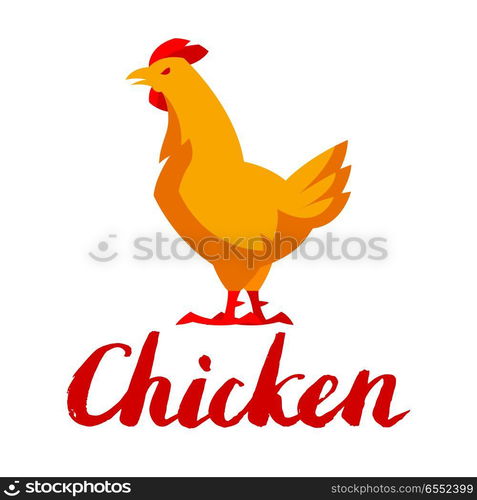 Chicken emblem. Stylized illustration of yellow hen. Chicken emblem ...