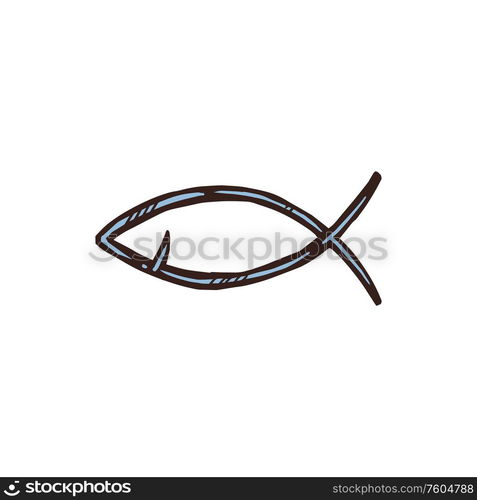 Christian religion symbol of Jesus fish sign. Vector Christianity ...