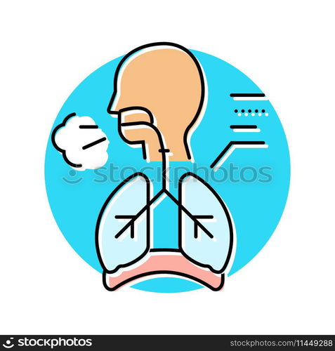 chronic cough disease symptom color icon vector. chronic cough disease ...