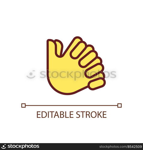 Clasped hands pixel perfect RGB color icon. Crossed fingers. Body ...