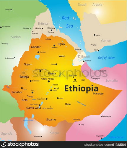 color map of Ethiopia. vector color map of Ethiopia country ...