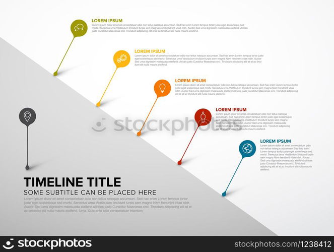 Colorful vector infographic diagonal timeline report template with ...