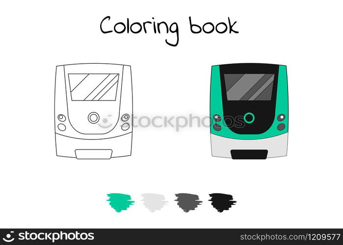 Coloring book for children. Vector illustration. subway train, metro ...
