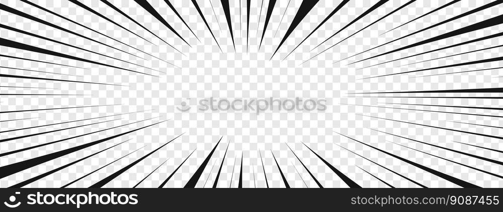 Comic emphasis effect. Radial speed black lines on transparent ...