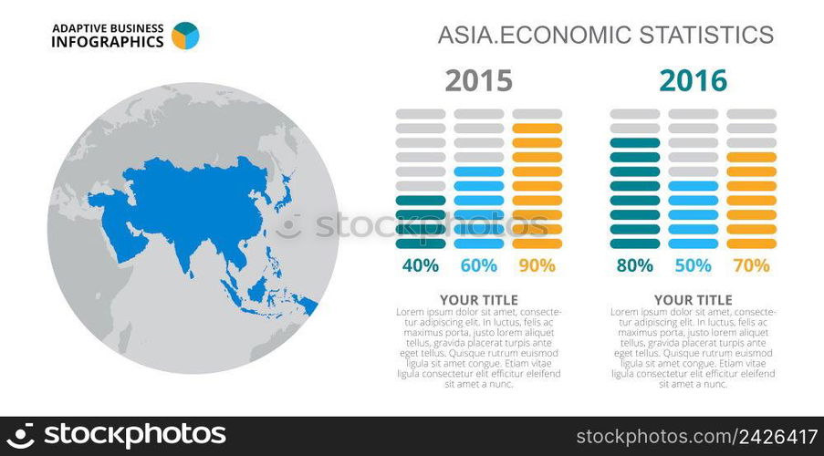 Comparison infographics. Percentage diagram, map chart, bar chart ...