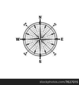 Compass symbol and sign, isolated vector marine navigation element ...