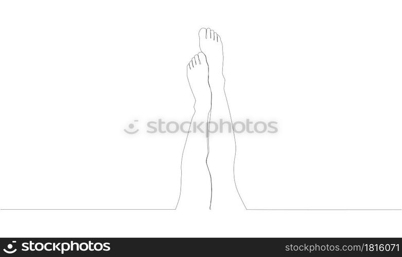 continuous line drawing of naked women legs. One line drawing abstract ...