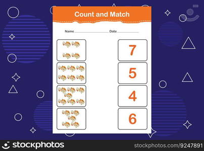 Count and match with the correct number. Matching education game. Count ...