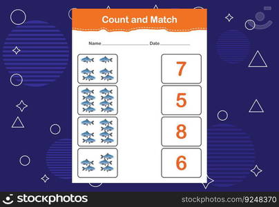 Count and match with the correct number. Matching education game. Count ...