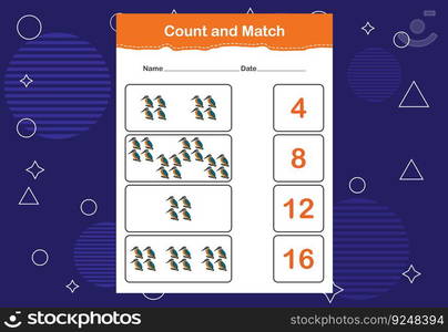 Count and match with the correct number. Matching education game. Count ...