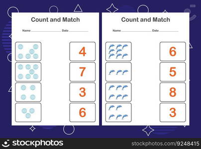 Count and match with the correct number. Matching education game. Count ...