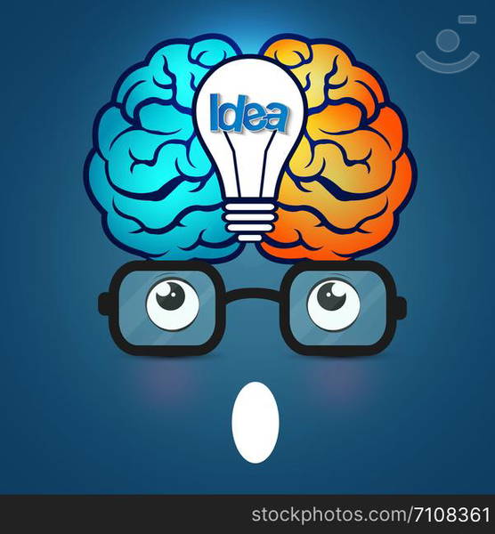 creative idea concept. brain icon and face layout. isolated background ...