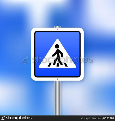 Crosswalk icon, Pedestrian crossing. Traffic sign Vector illustration ...
