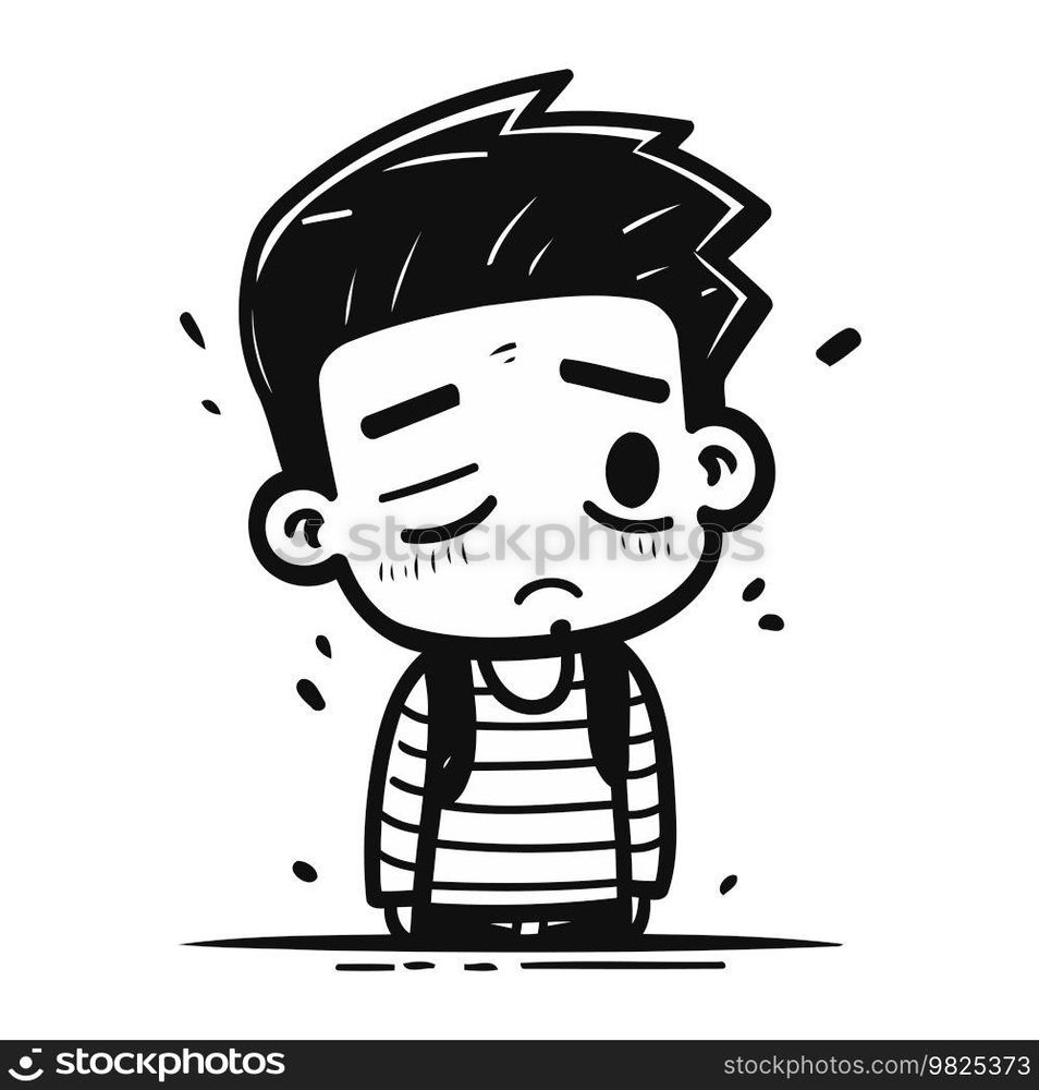 Crying cartoon boy. Vector illustration in doodle style. — Stockphotos.com