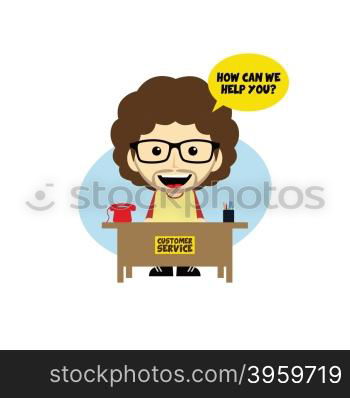 customer service desk cartoon character. customer service desk cartoon ...