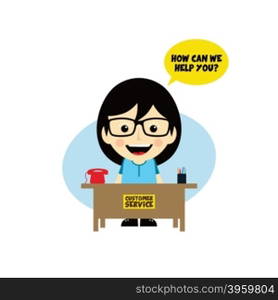 customer service desk cartoon character. customer service desk cartoon ...