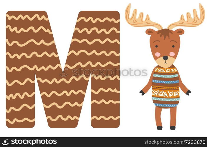 Cute animal alphabet for ABC book. illustration of cartoon. M letter ...