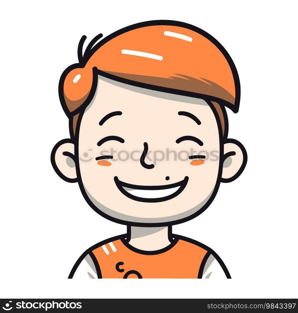 Cute cartoon smiling boy. Vector illustration isolated on white ...