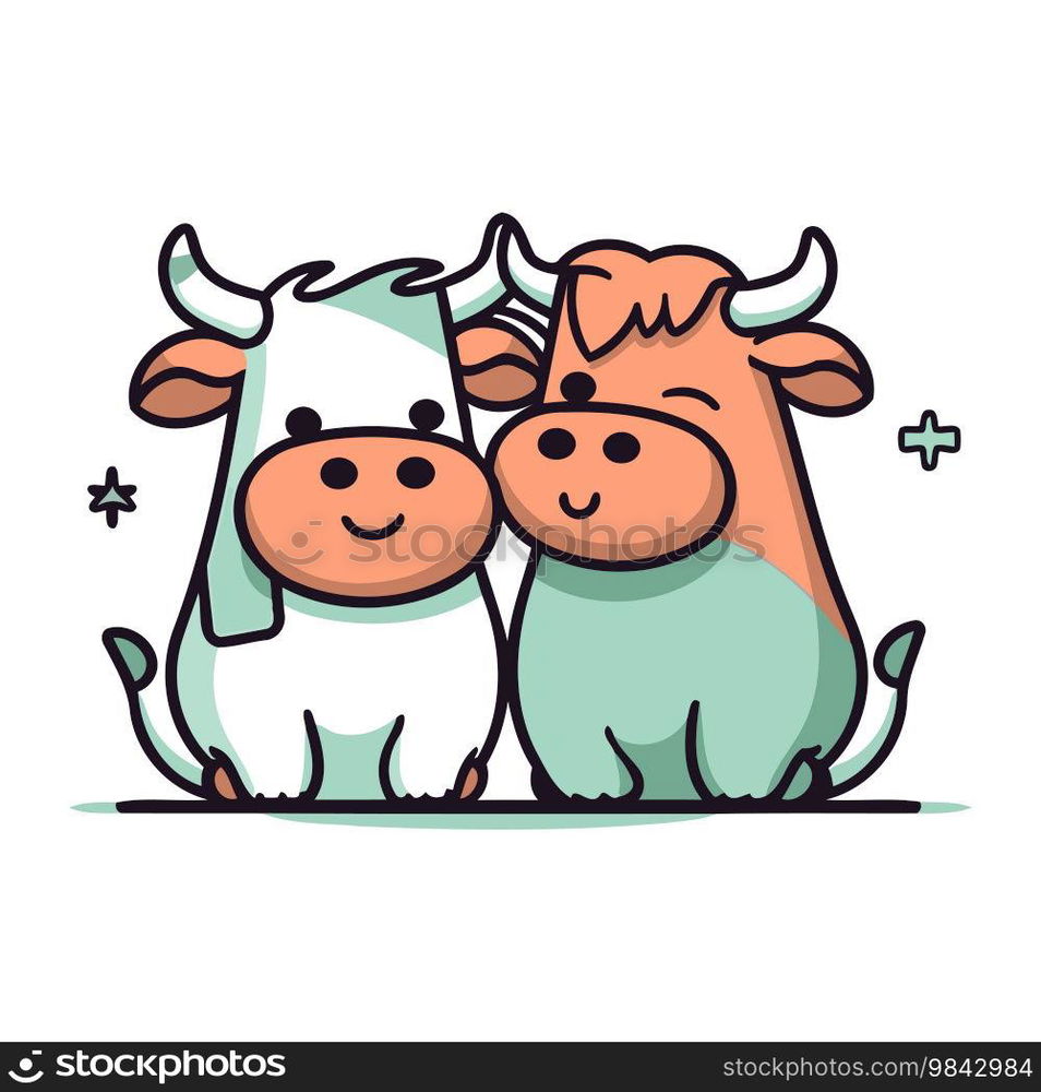 Cute cow and calf cartoon vector illustration. Cute cartoon cow and ...