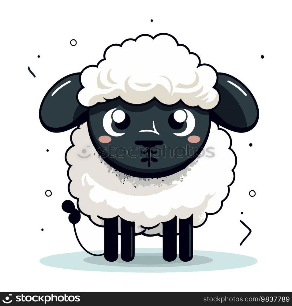 Cute sheep with sad expression. Vector illustration in cartoon style ...