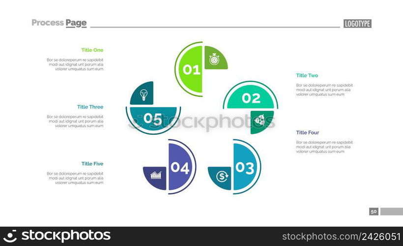 Cycle chart with five elements. Step diagram, process chart, layout ...