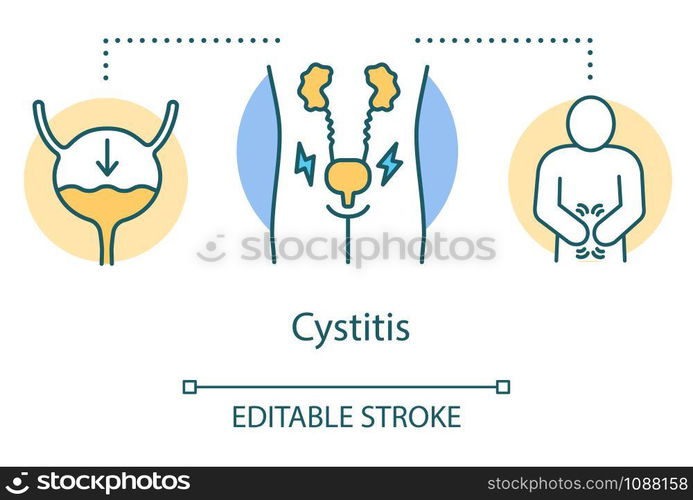 Cystitis concept icon. Urinary tract infection idea thin line ...